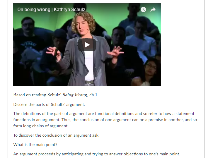 Solved On being wrong I Kathryn Schulz 의 Based on reading | Chegg.com