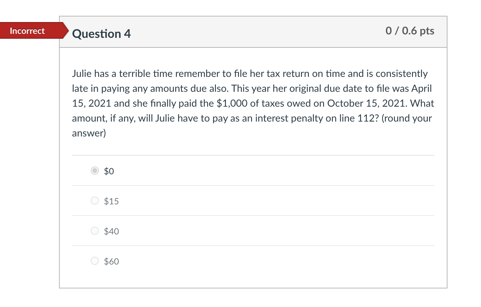 Solved Julie has a terrible time remember to file her tax | Chegg.com