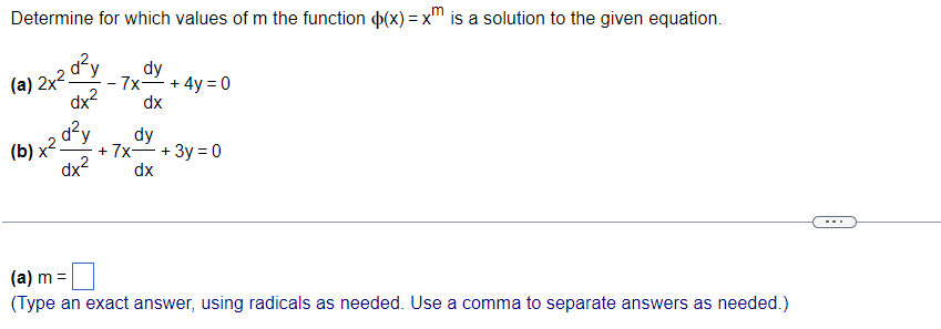 Solved Determine for which values of m ﻿the function φ(x)=xm | Chegg.com