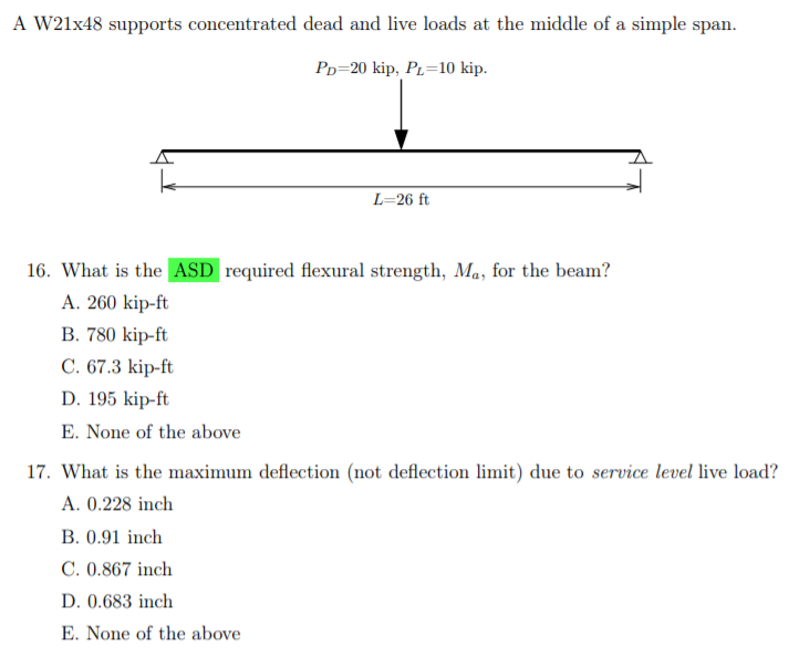 Solved A W21x48 supports concentrated dead and live loads at | Chegg.com