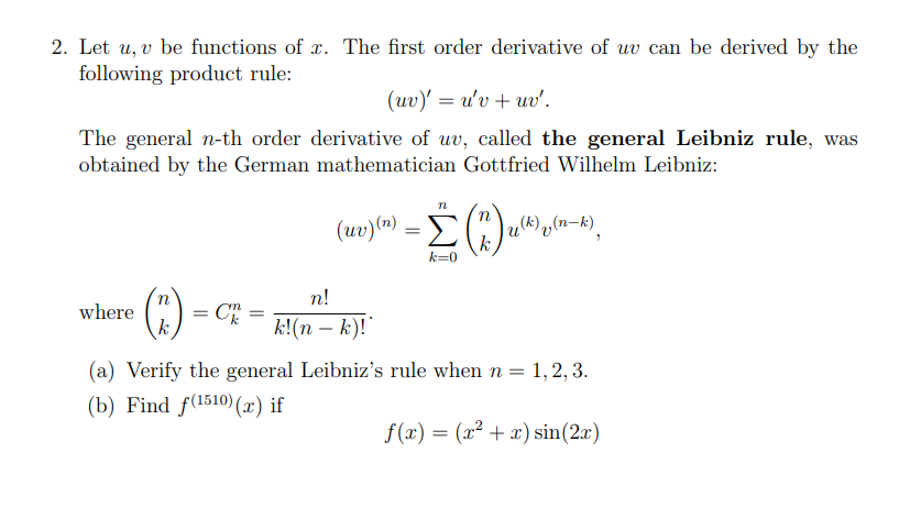 Solved 2. Let u,v be functions of x. The first order | Chegg.com