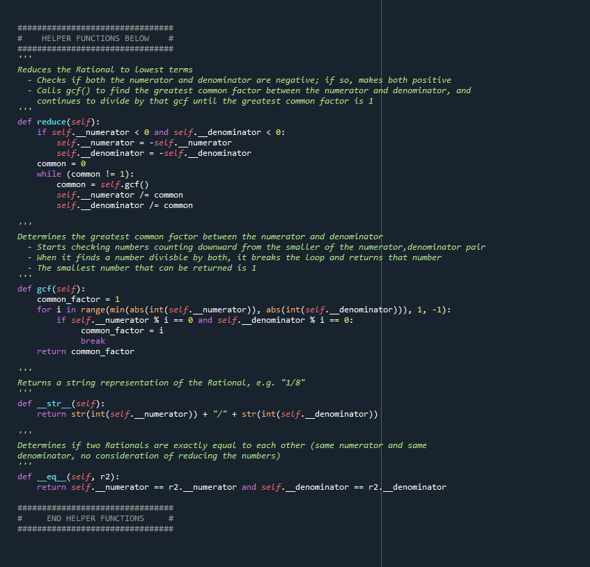 Solved class Rational: Initialize a new Rational object with | Chegg.com
