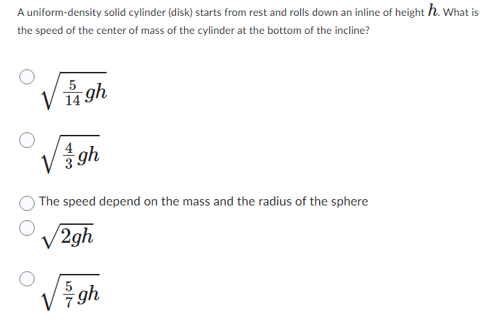 Solved A uniform-density solid cylinder (disk) starts from | Chegg.com