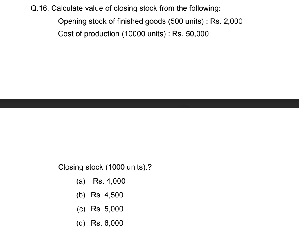 Solved Q.16. Calculate value of closing stock from the | Chegg.com