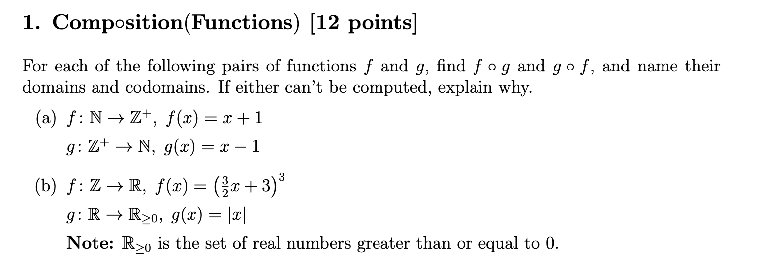 Solved For each of the following pairs of functions f and g, | Chegg.com