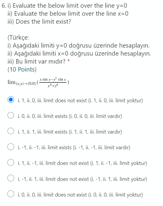 Solved 6.1) Evaluate the below limit over the line y=0 ii) | Chegg.com