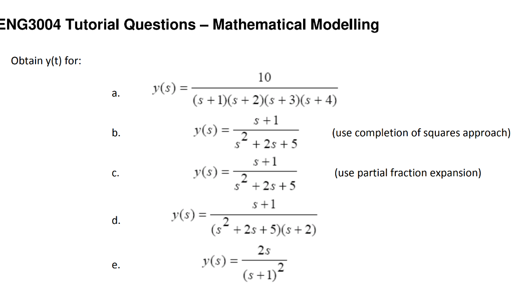 Solved ENG3004 Tutorial Questions - Mathematical Modelling | Chegg.com