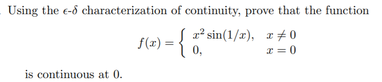 Solved Using the e-d characterization of continuity, prove | Chegg.com