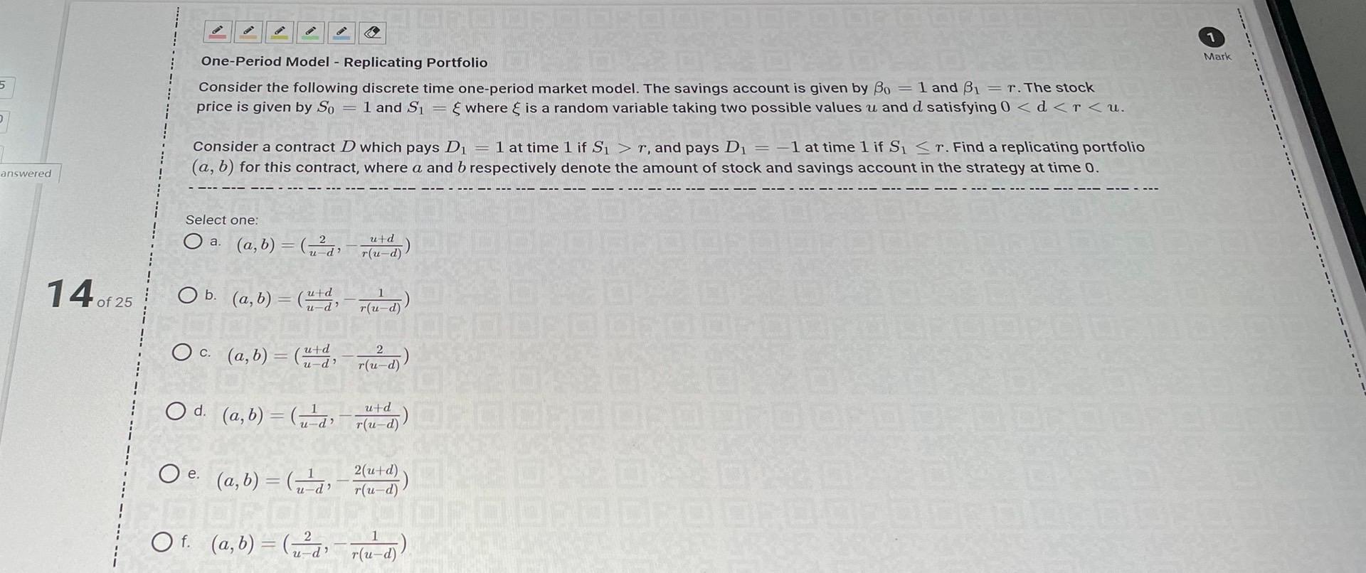 Solved Mark 5 One-Period Model - Replicating Portfolio | Chegg.com