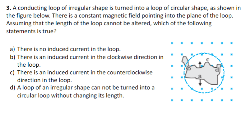 Solved 3. A conducting loop of irregular shape is turned | Chegg.com