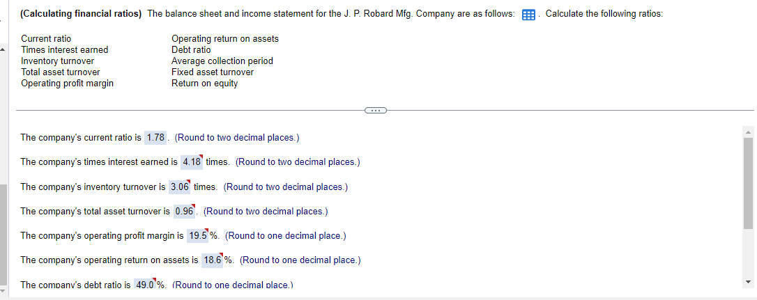 The company's current ratio is (Round to two decimal | Chegg.com