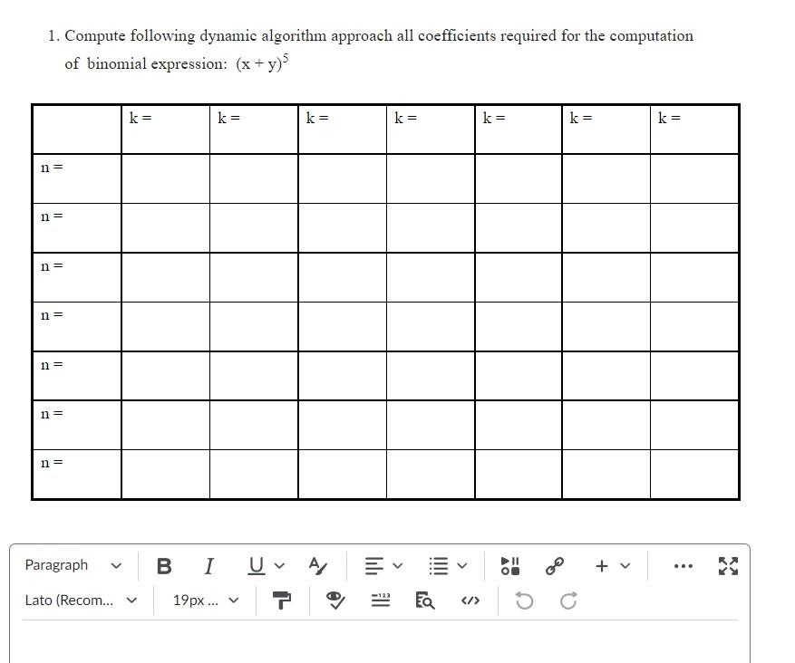 Solved 1 Compute Following Dynamic Algorithm Approach All 9645