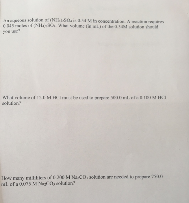 Solved An aqueous solution of (NH4)2S04 is 0.54 M in | Chegg.com