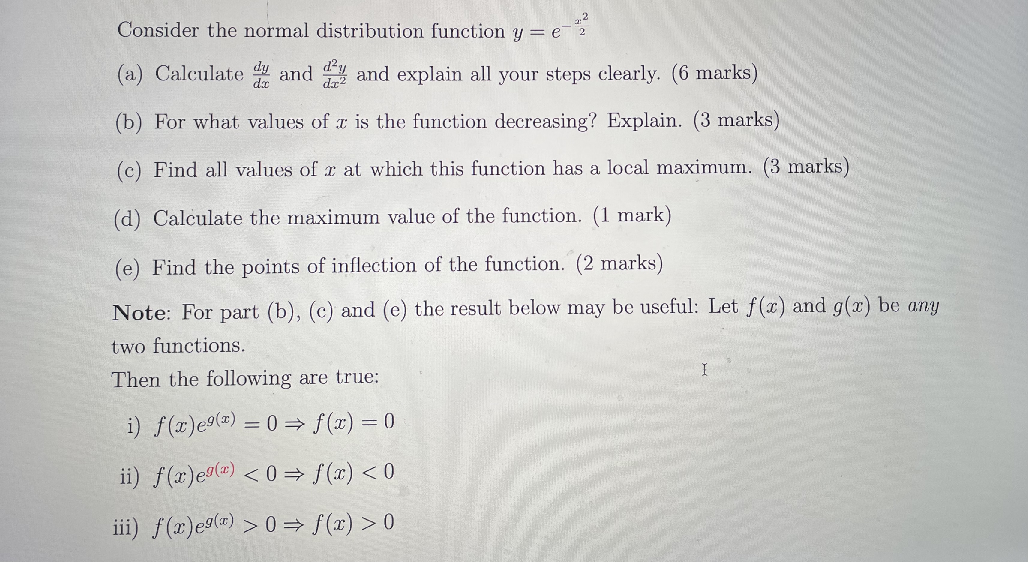 Solved Consider The Normal Distribution Function