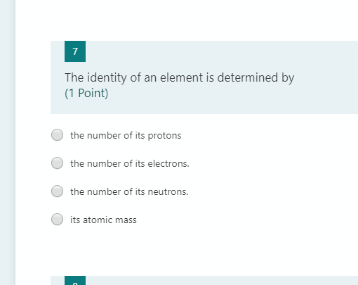 Solved 7 The identity of an element is determined by (1 | Chegg.com