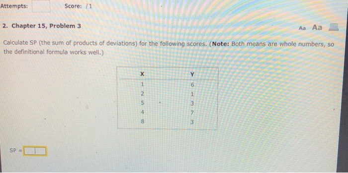 Solved Score: /1 Attempts: 2. Chapter 15, Problem 3 | Chegg.com