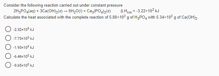 Solved Consider the following reaction carried out under | Chegg.com