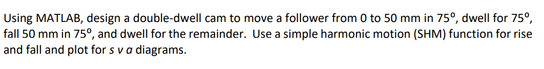 Solved Using MATLAB, design a double-dwell cam to move a | Chegg.com