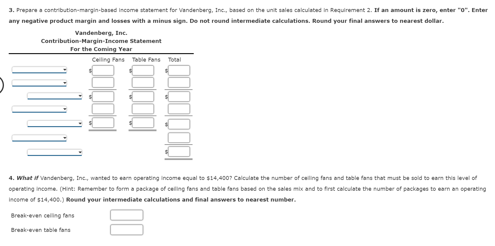 Solved Multiple-Product Break-Even and Target Profit price | Chegg.com