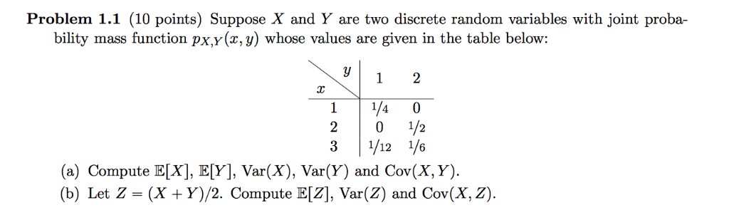 Solved Problem 1.1 (10 points) Suppose X and Y are two | Chegg.com