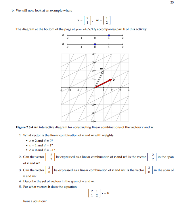 Solved 2 3 The Span Of A Set Of Vectors 2 3 1 The Span Of A
