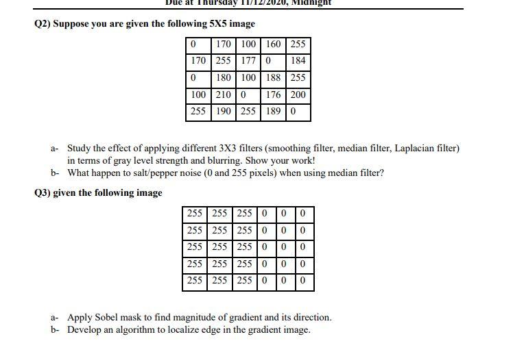 Solved Thursday Q2) Suppose you are given the following 5X5 | Chegg.com