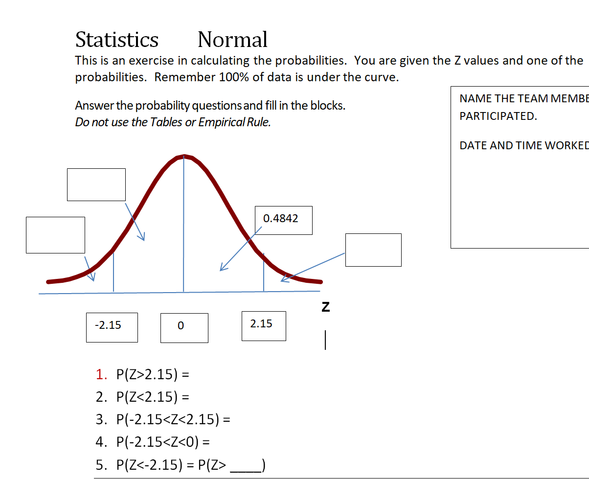 Solved Statistics Normal This is an exercise in calculating | Chegg.com