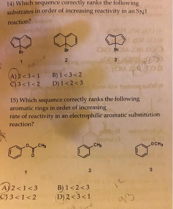 Solved 14 Which Sequence Correctly Ranks The Following