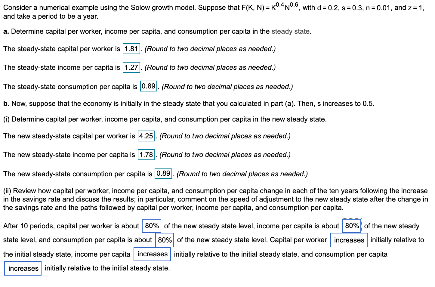 Solved Consider a numerical example using the Solow growth | Chegg.com