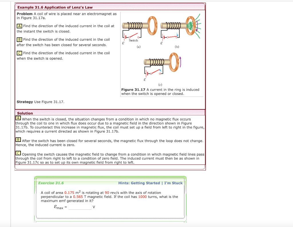 Solved Example 31.6 Application of Lenz's Law Problem A coil | Chegg.com