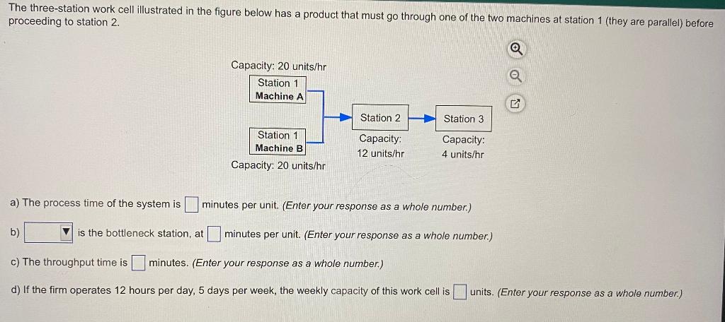 Solved The three-station work cell illustrated in the figure | Chegg.com