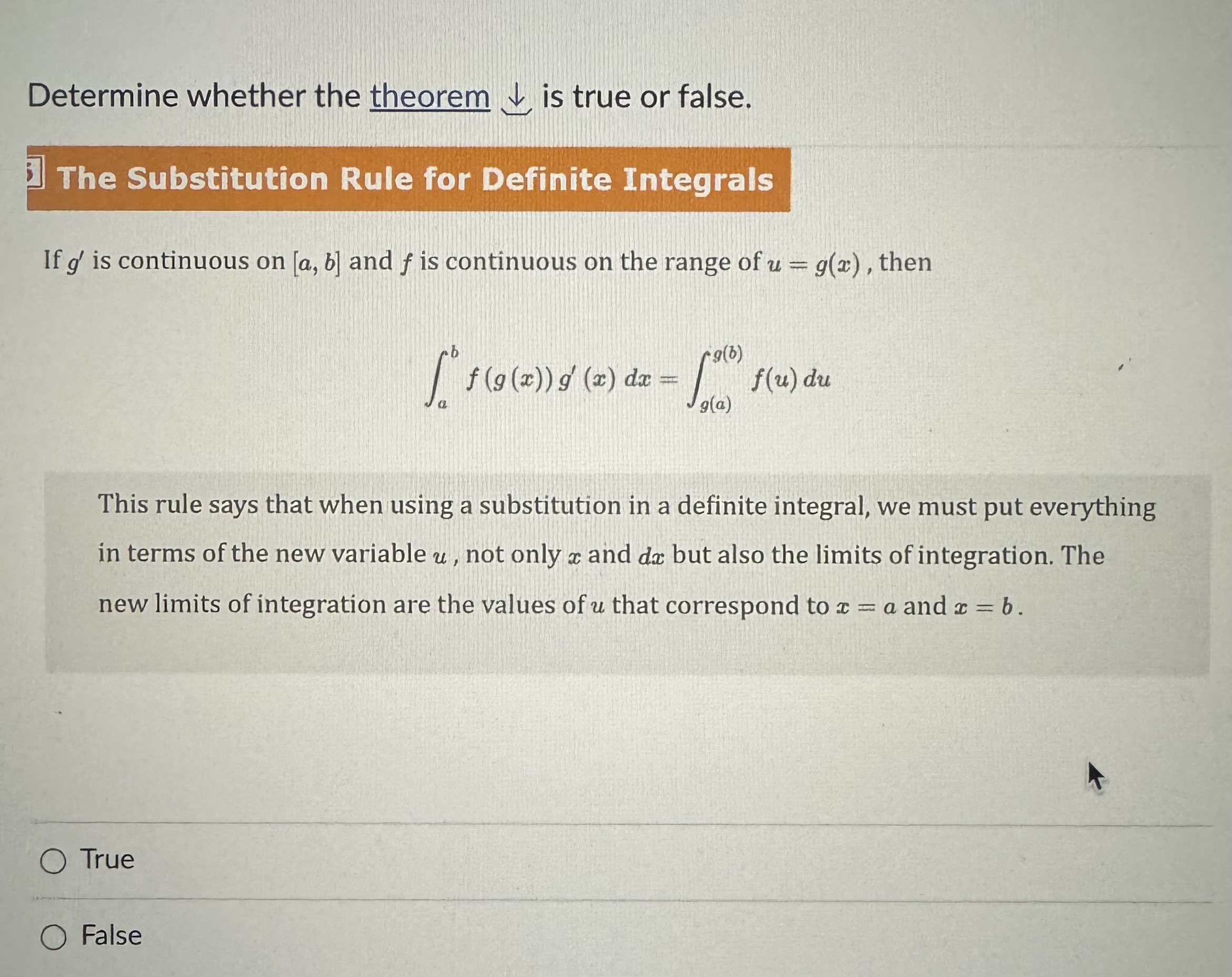 Solved Determine whether the theorem darr is true or | Chegg.com