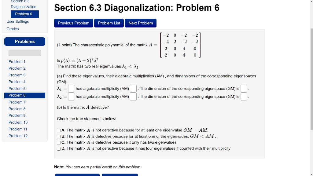 Solved Homework Sets Section 6.3 Diagonalization Problem 5 | Chegg.com