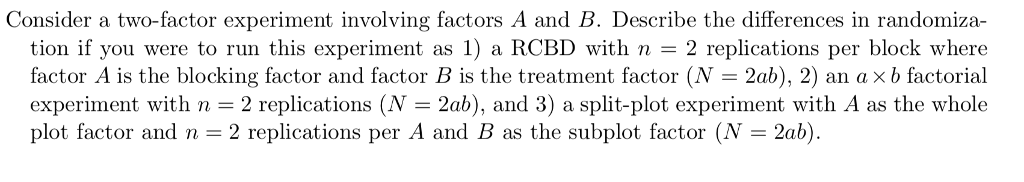 Solved Consider a two-factor experiment involving factors A | Chegg.com