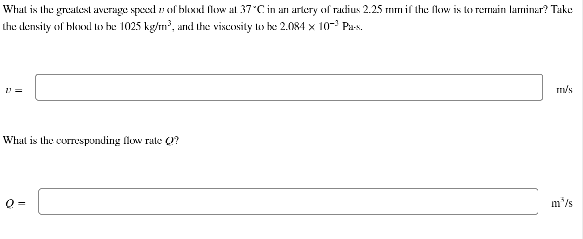 What is the greatest average speed v of blood flow at | Chegg.com