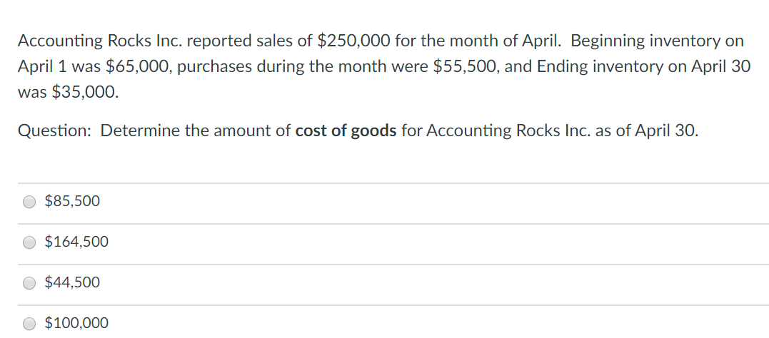 Solved Accounting Rocks Inc. reported sales of $250,000 for | Chegg.com