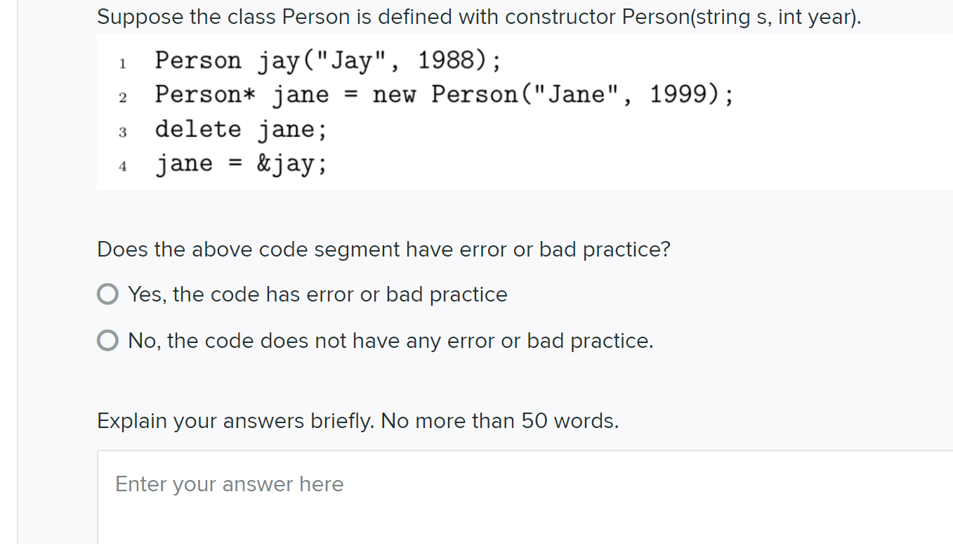 Solved 1 Suppose the class Person is defined with | Chegg.com