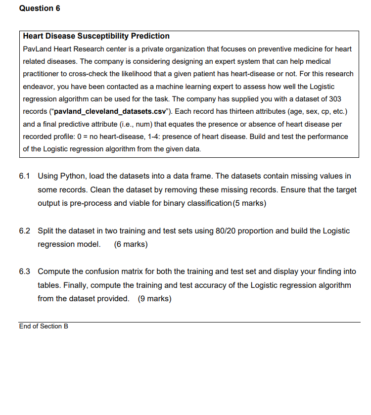 Solved SOLVE THE FOLLOWING USING PYTHON AND MACHINE LEARNING | Chegg.com