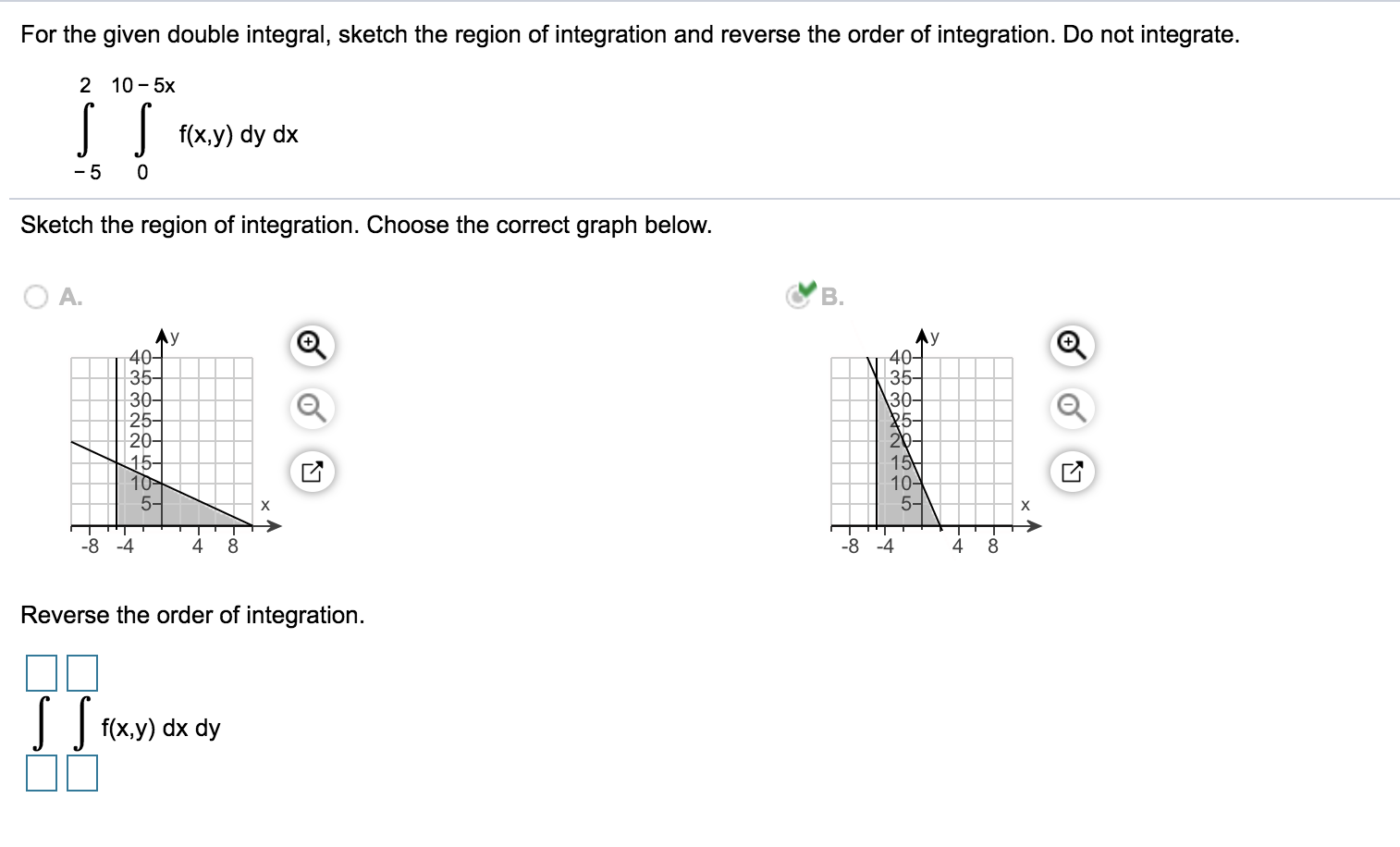 Solved For the given double integral, sketch the region of | Chegg.com