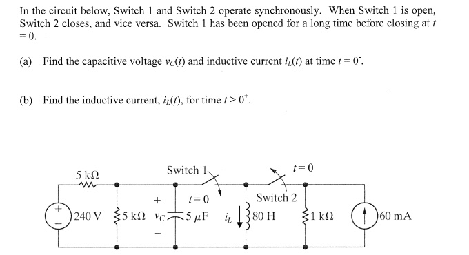 Solved In the circuit below, Switch 1 and Switch 2 operate | Chegg.com