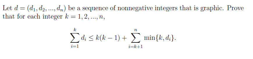 Solved Let d= (dı, d2, ..., dn) be a sequence of nonnegative | Chegg.com
