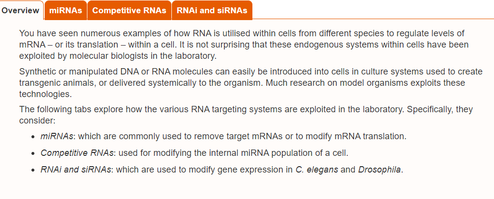 Solved 7 RNA modulation as a research tool The manipulation | Chegg.com