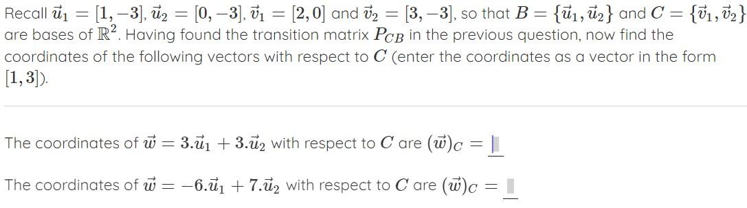 Solved Recall u⃗ 1=[1,−3] , u⃗ 2=[0,−3] , v⃗ 1=[2,0] and v⃗ | Chegg.com