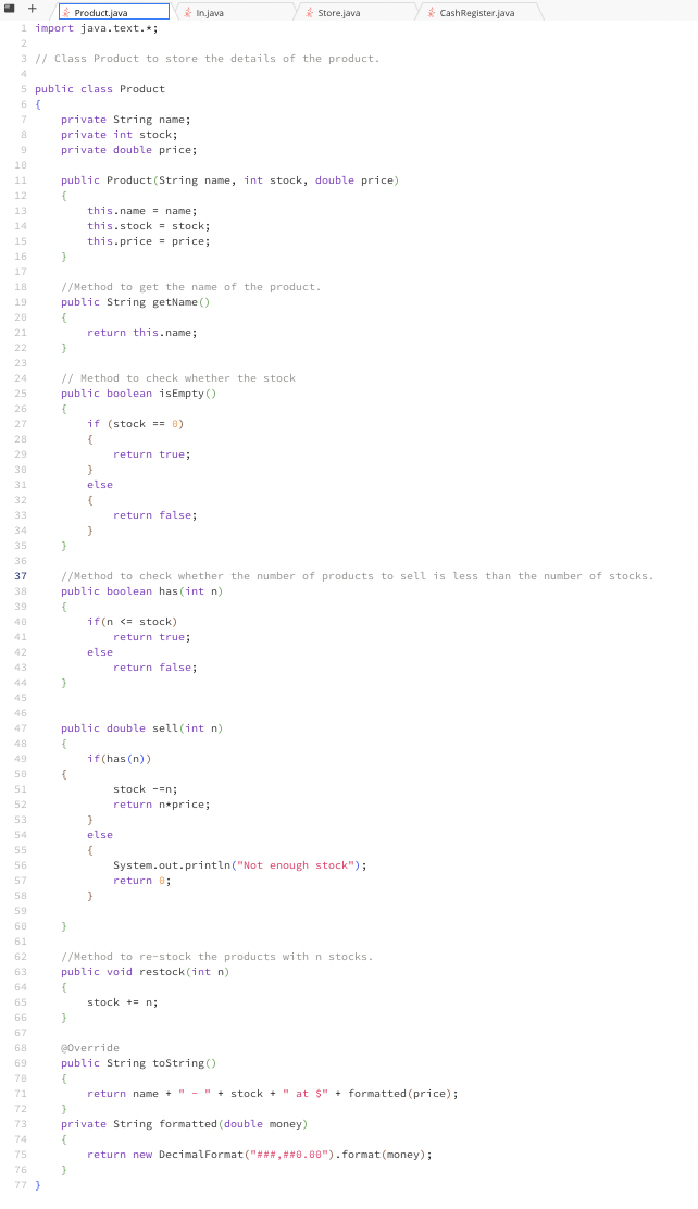 Solved Specification: Main class: A store sells a number of | Chegg.com