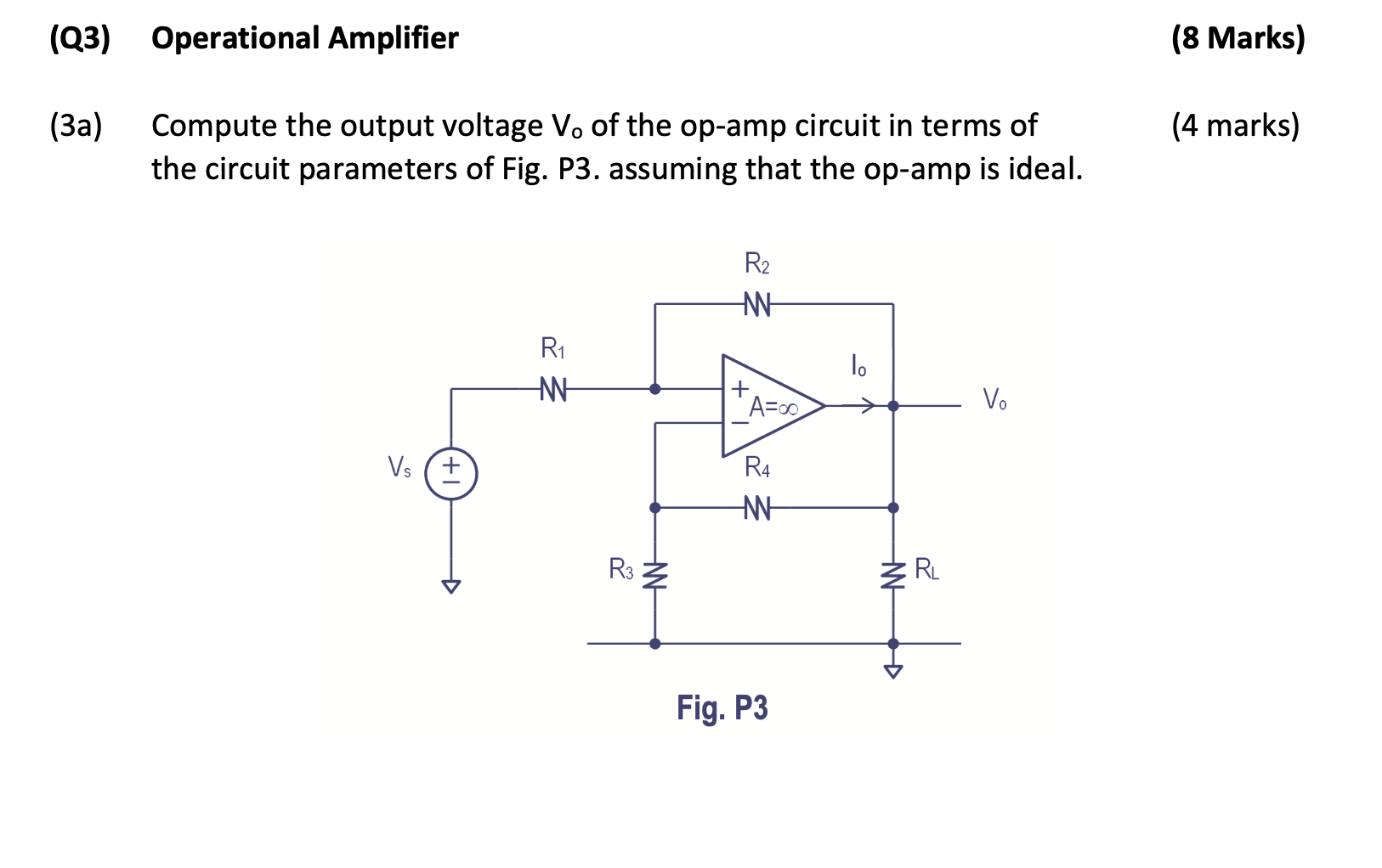 Solved (Q3) Operational Amplifier (3a) Compute the | Chegg.com