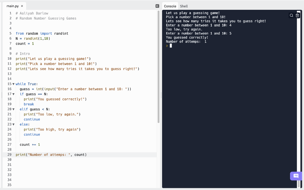 Solved How do I show the number of attempts the user made ? | Chegg.com