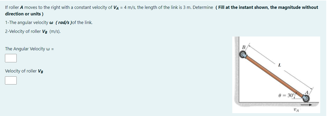 Solved If roller A moves to the right with a constant | Chegg.com