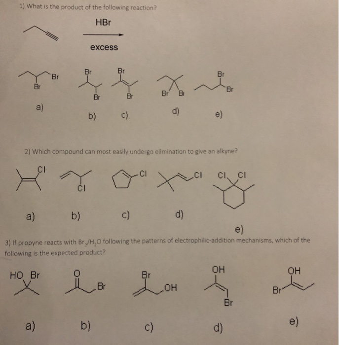 Solved 1) What is the product of the following reaction? HBr | Chegg.com