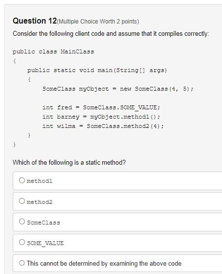 Solved Question 9 (Multiple Choice Worth 2 points) Assume | Chegg.com