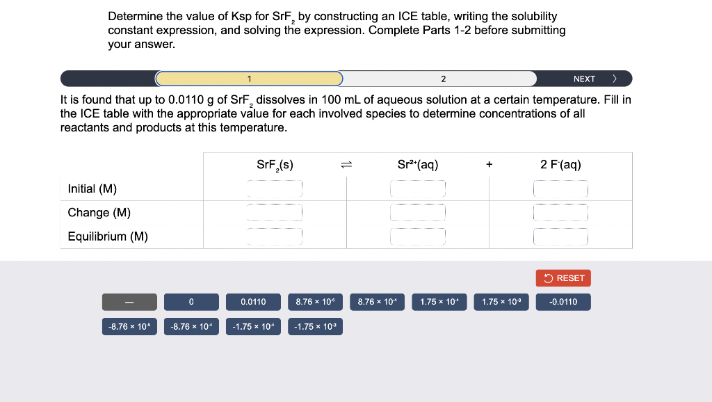 Solved Determine the value of Ksp for SrF2 by constructing | Chegg.com